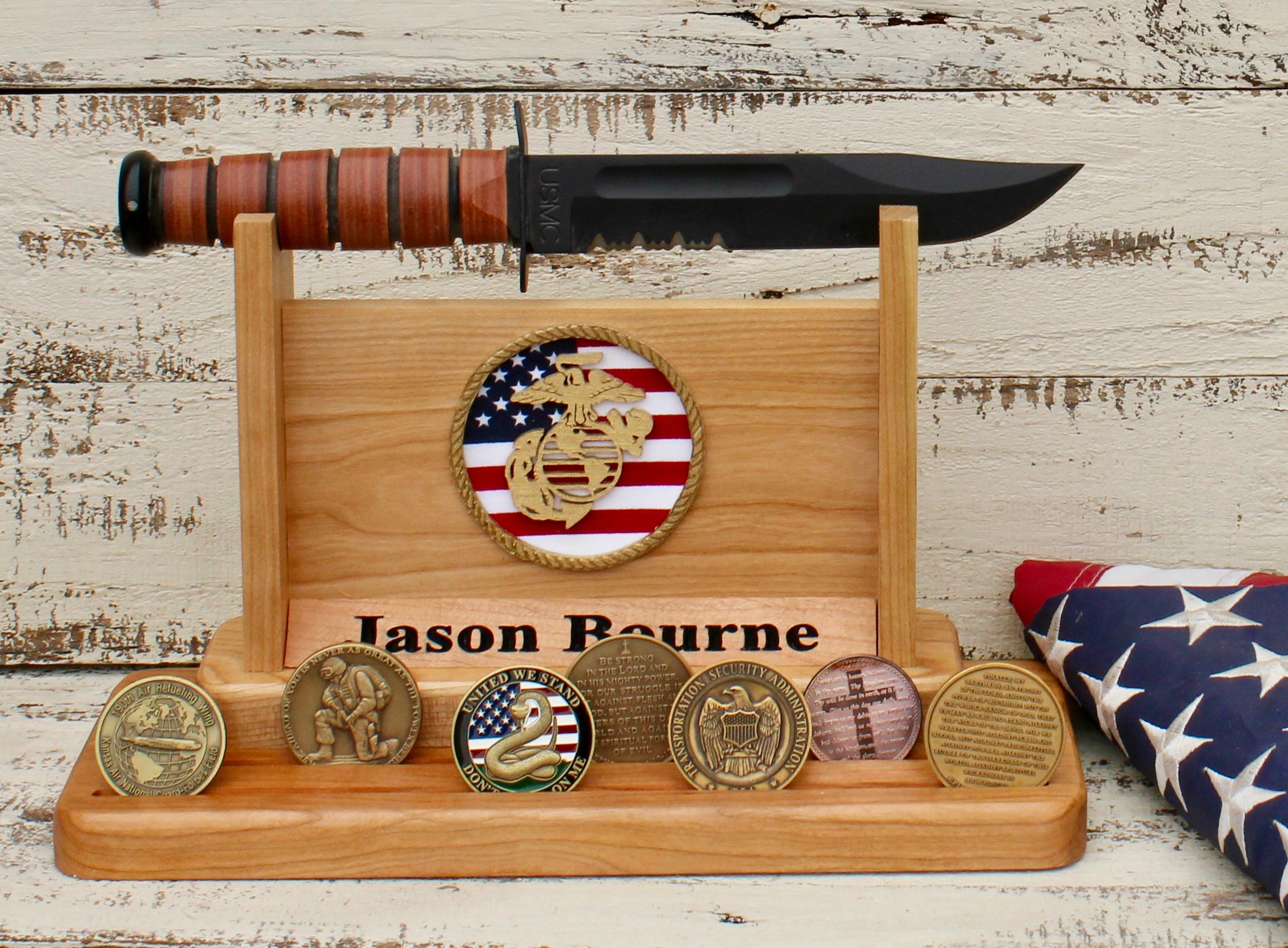 Marine Corps K Bar Displays – Wally's Wood Crafts, LLC