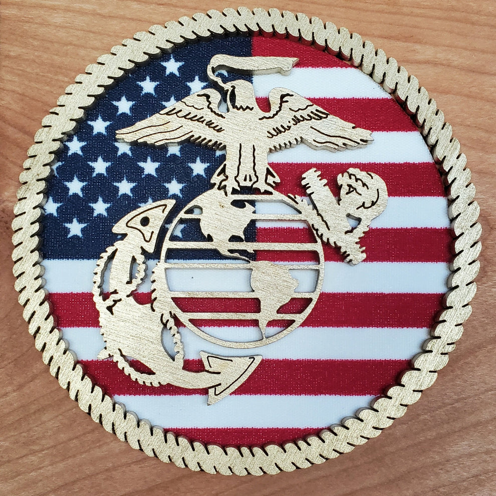 USMC Wall Mount Display - Personalized Carved Wood Plaque for Marines ...