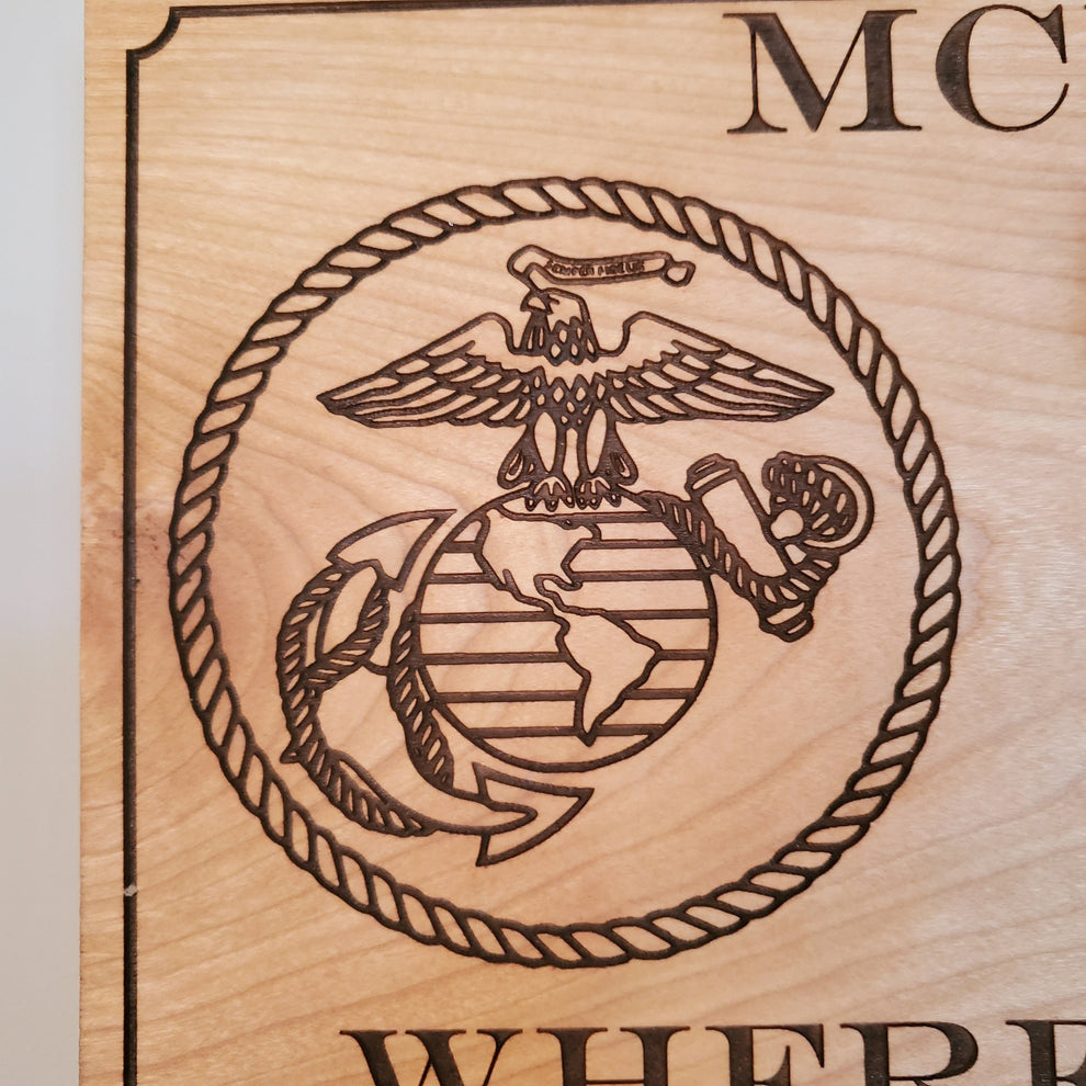 Personalized USMC Wooden Wall Mount Display Made of Solid Cherry Wood ...