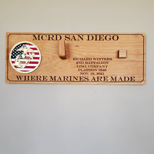 USMC Wall Mount Display Carved Wood Plaque Personalized – Wally's Wood ...