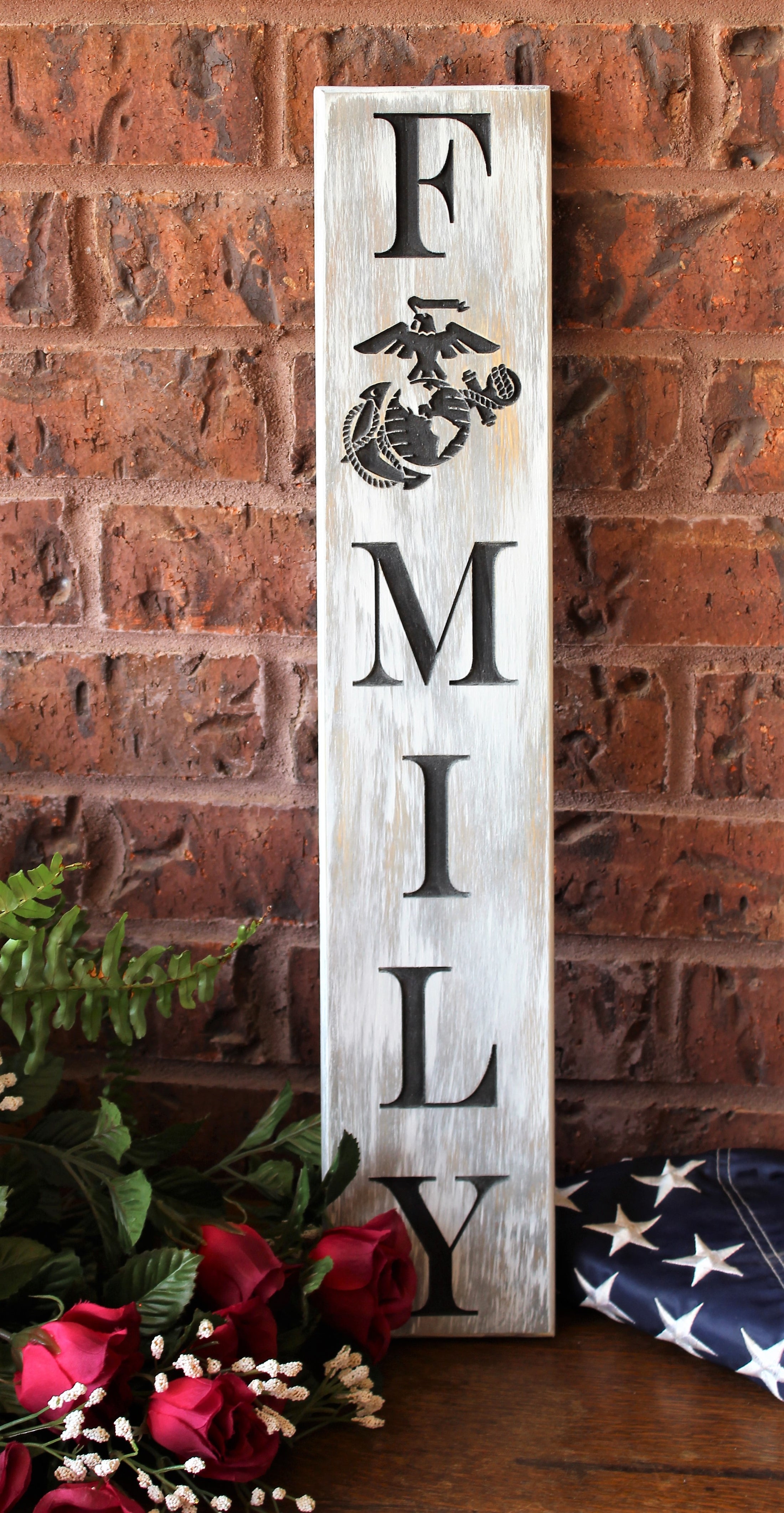 Carved Wood USMC Family Sign, Rustic Marine Corps Wall Hanging – Wally ...