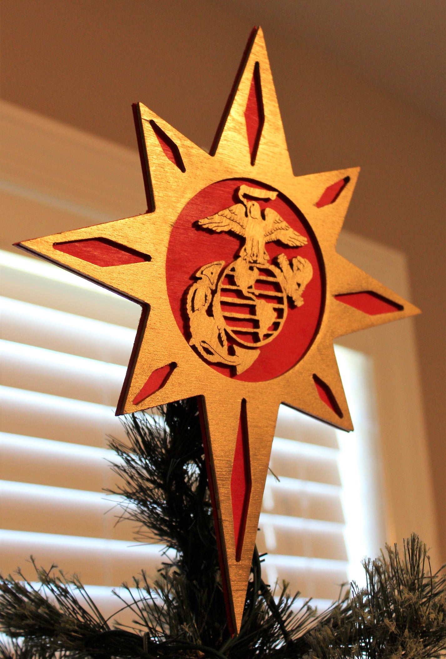 Marine Corps Christmas Tree Topper, USMC Christmas Tree Decor – Wally's ...