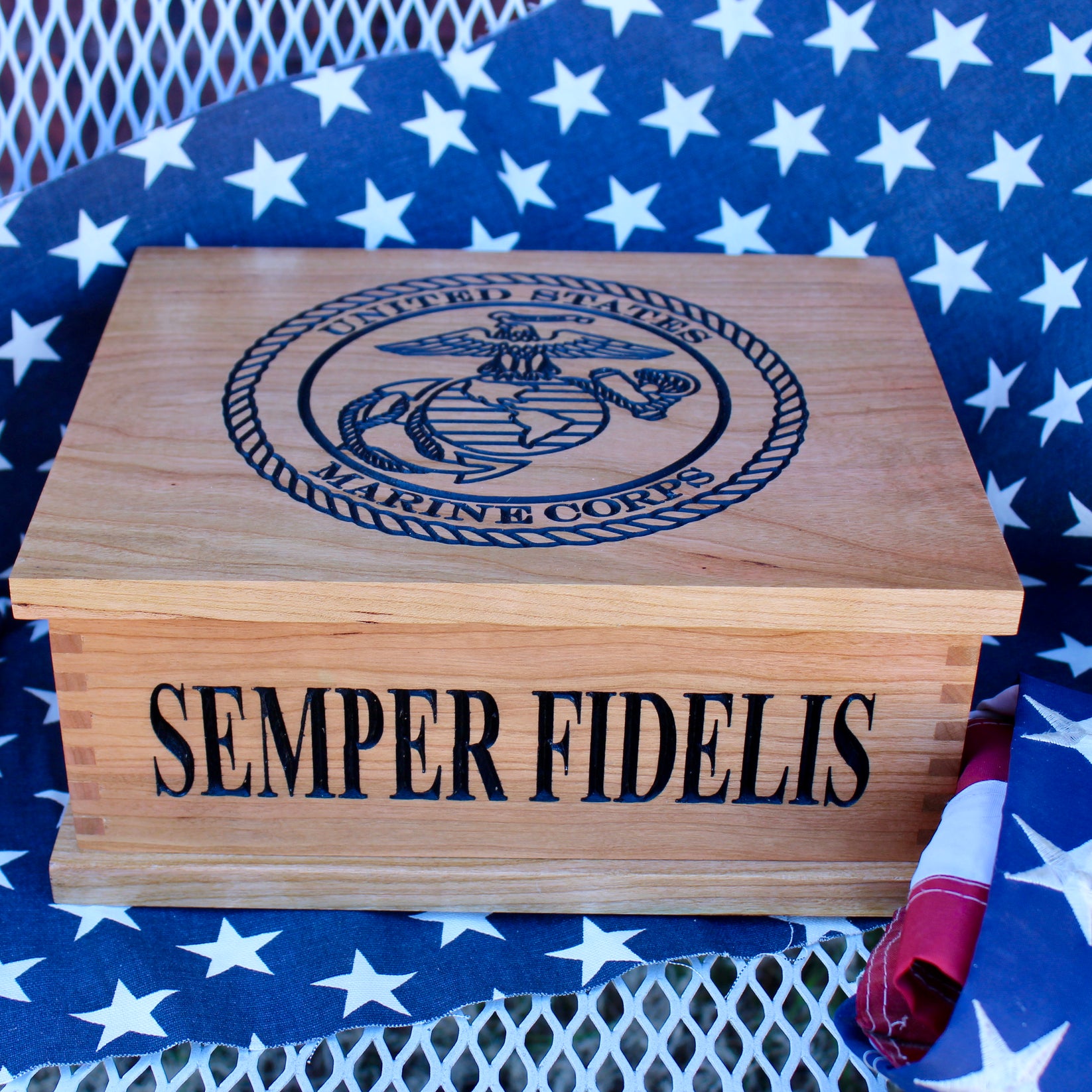 Custom Marine Corps Wooden Box Handcrafted Keepsake Military Gift ...