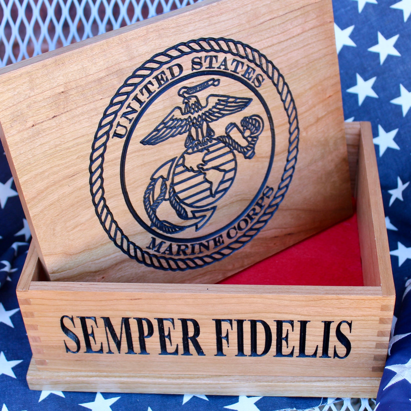Custom Marine Corps Wooden Box Handcrafted Keepsake Military Gift ...