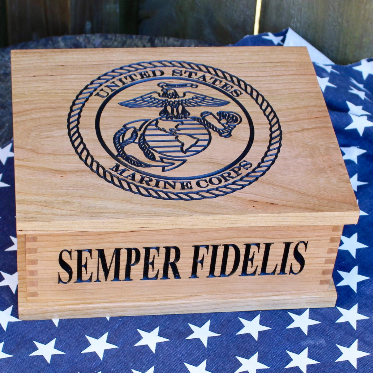 Custom Marine Corps Wooden Box Handcrafted Keepsake Military Gift ...