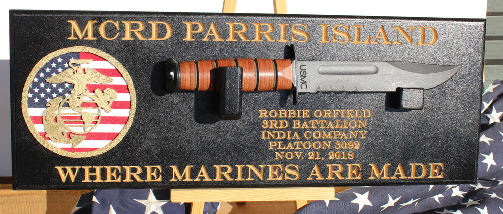 USMC Boot Camp Graduation Display, Military Gifts Made of Wood – Wally ...